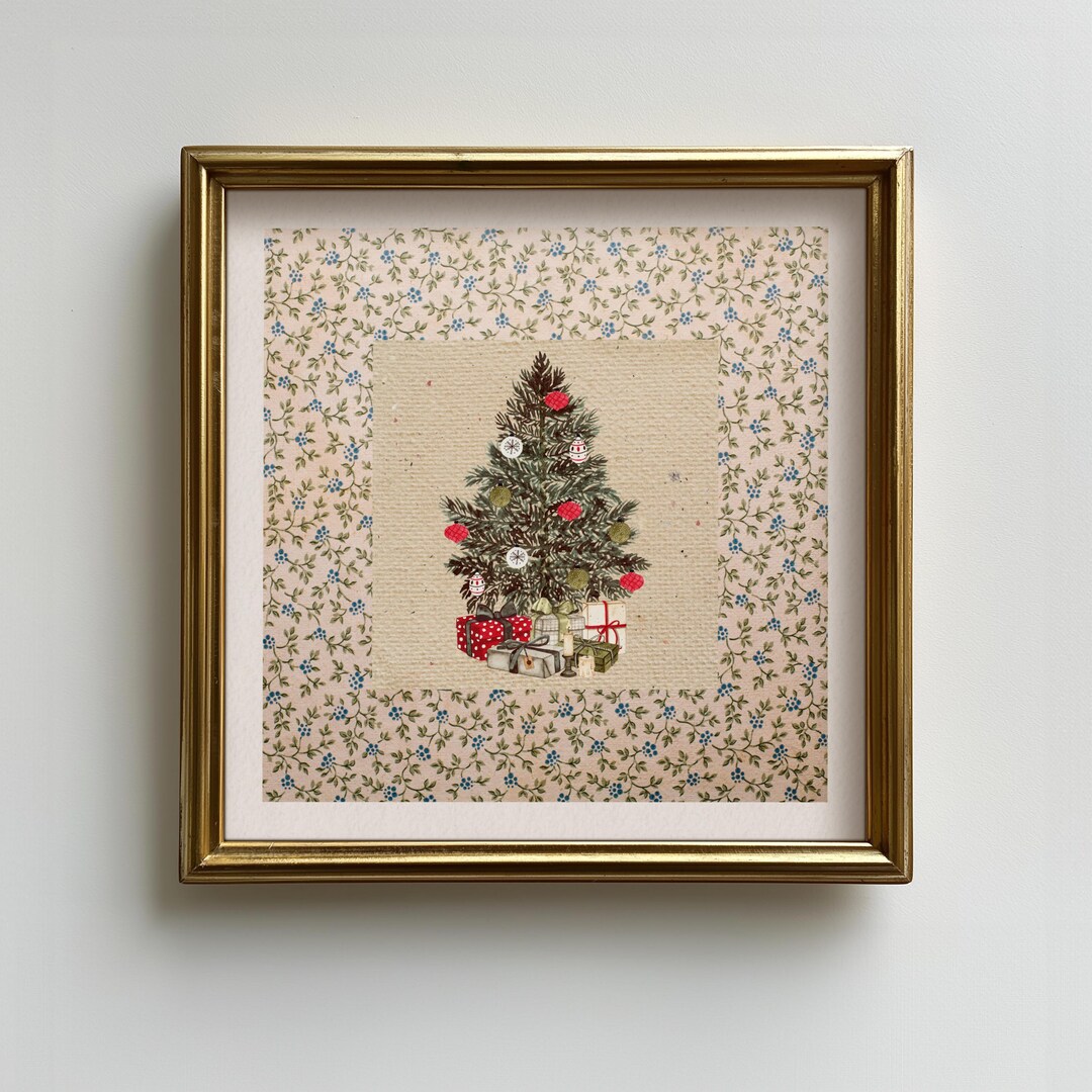 Christmas Tree Square Print: Vintage Rustic Christmas Wall Art (digital ...