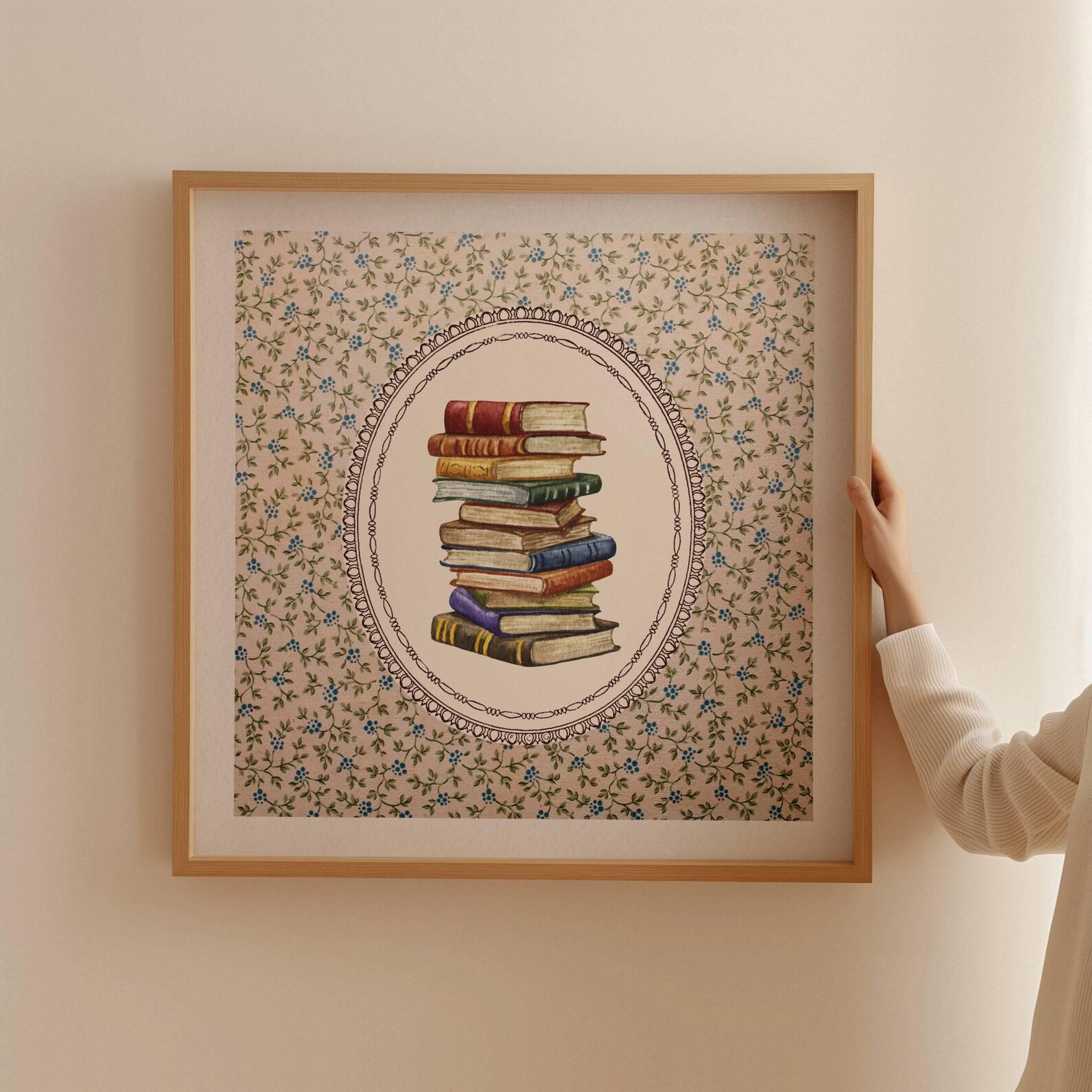 Vintage Book Stack Print, Library Reading Nook Decor (digital Download ...