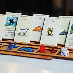 Wooden Board Game Card Holder: Tabletop Organizer With Token Trays - Etsy