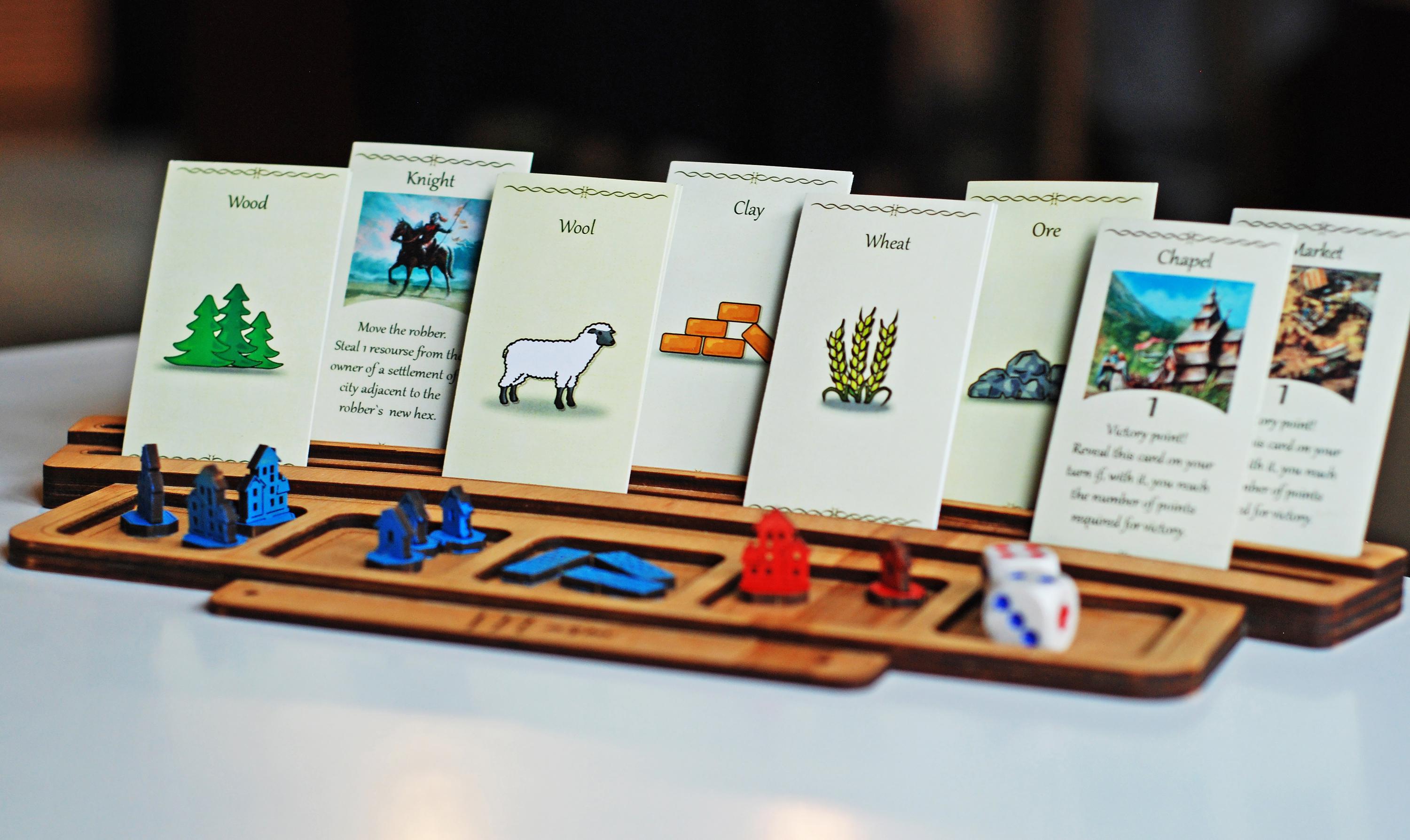 Wooden Board Game Card Holder: Tabletop Organizer With Token Trays - Etsy