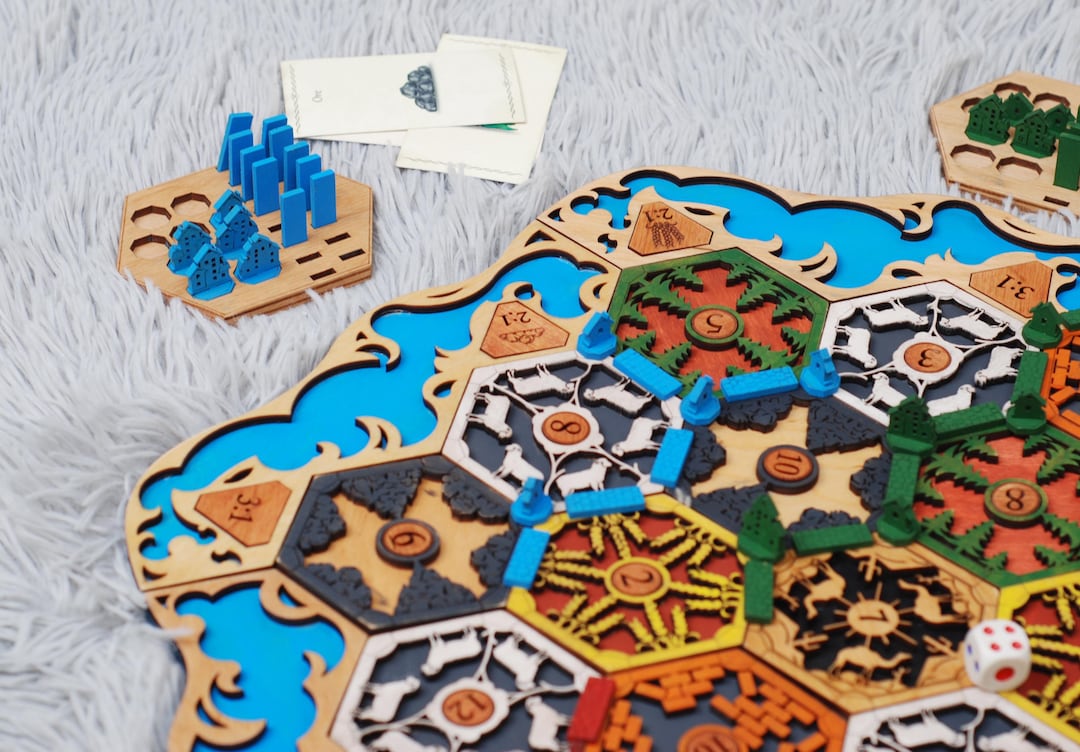 Custom Wooden Settlers Board Game: Complete Handcrafted Set - Etsy