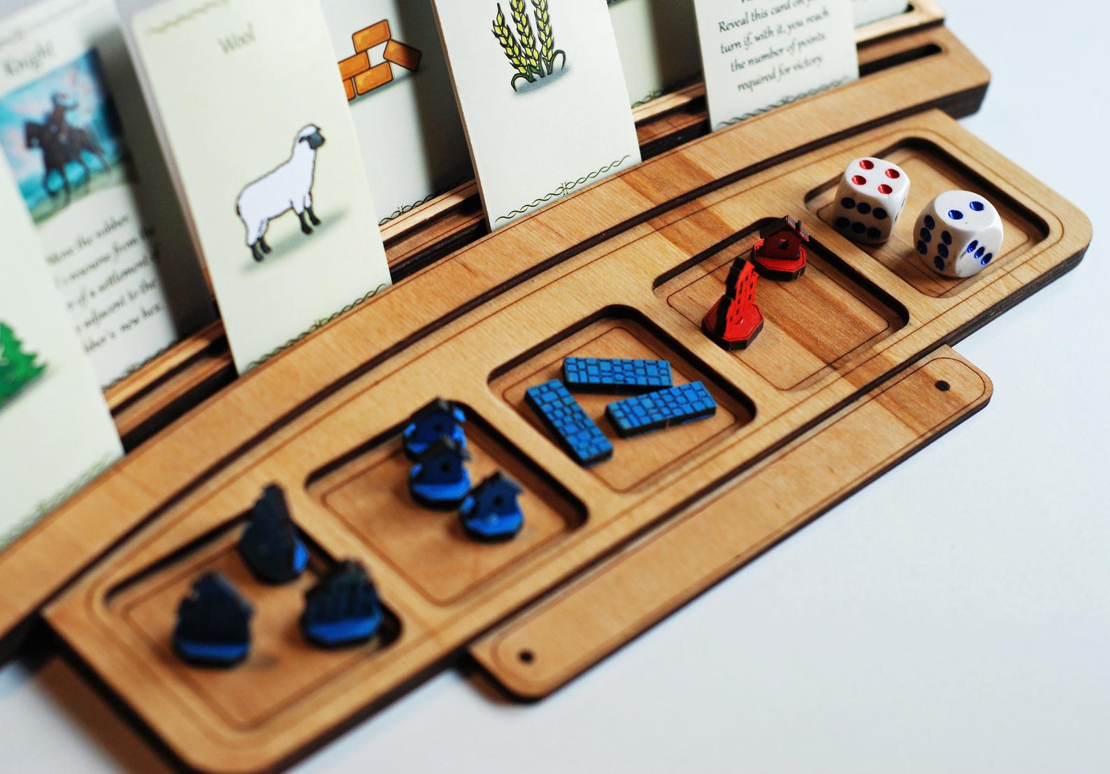 Wooden Board Game Card Holder: Tabletop Organizer With Token Trays - Etsy