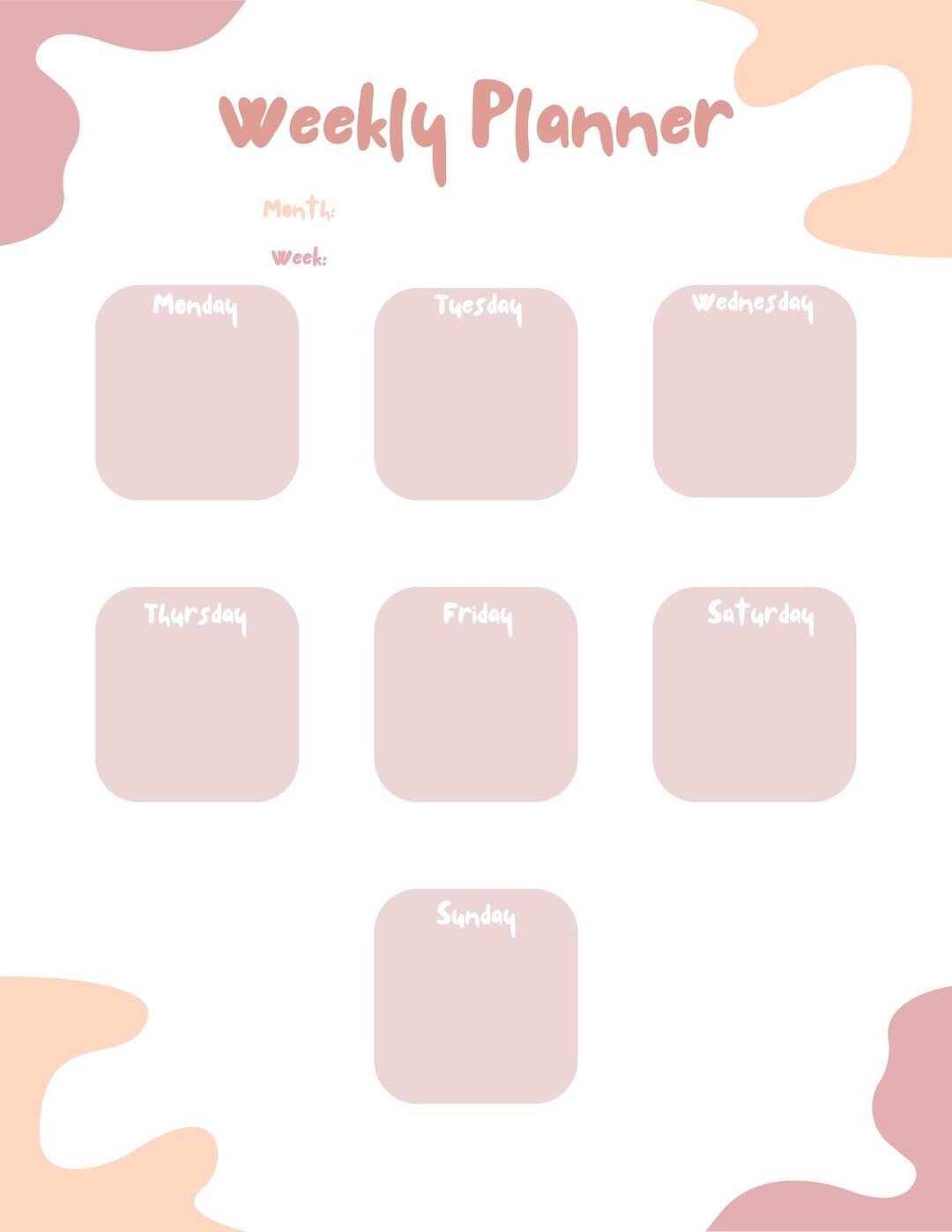 Cute Pastel Weekly Planner (printable) - Etsy