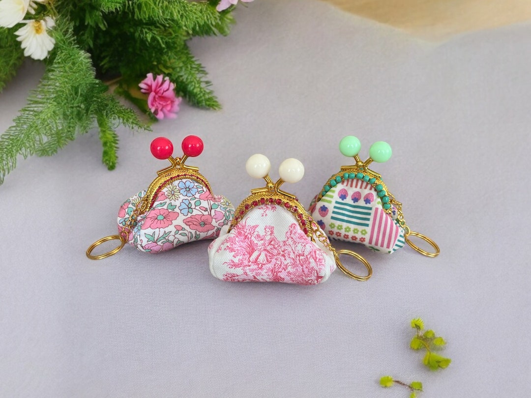 Kiss Lock Coin Purse, Pouch, Fabric Purse Keychain, Clips Purse, Clasp ...