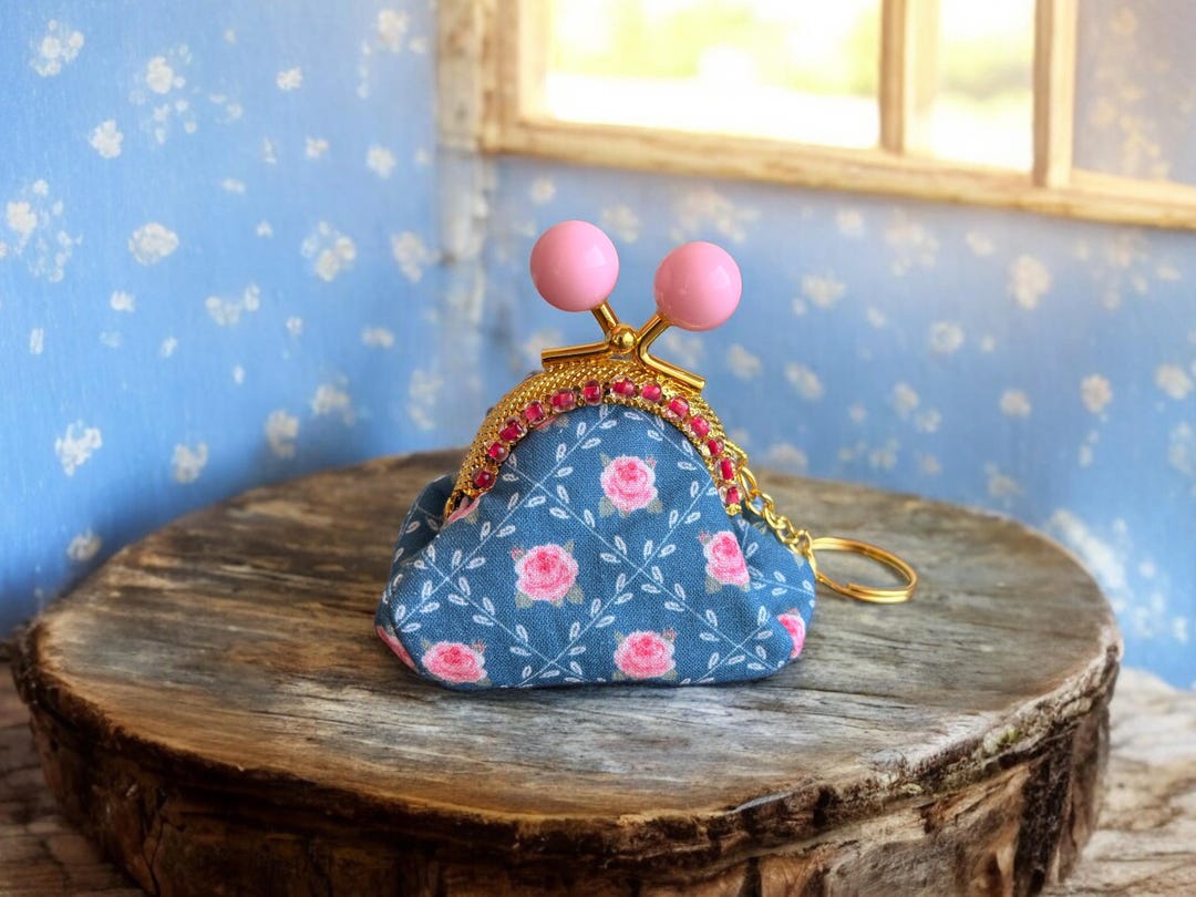 Kiss Lock Coin Purse, Fabric Purse Keychain, Floral Clips Wallet, Clasp ...