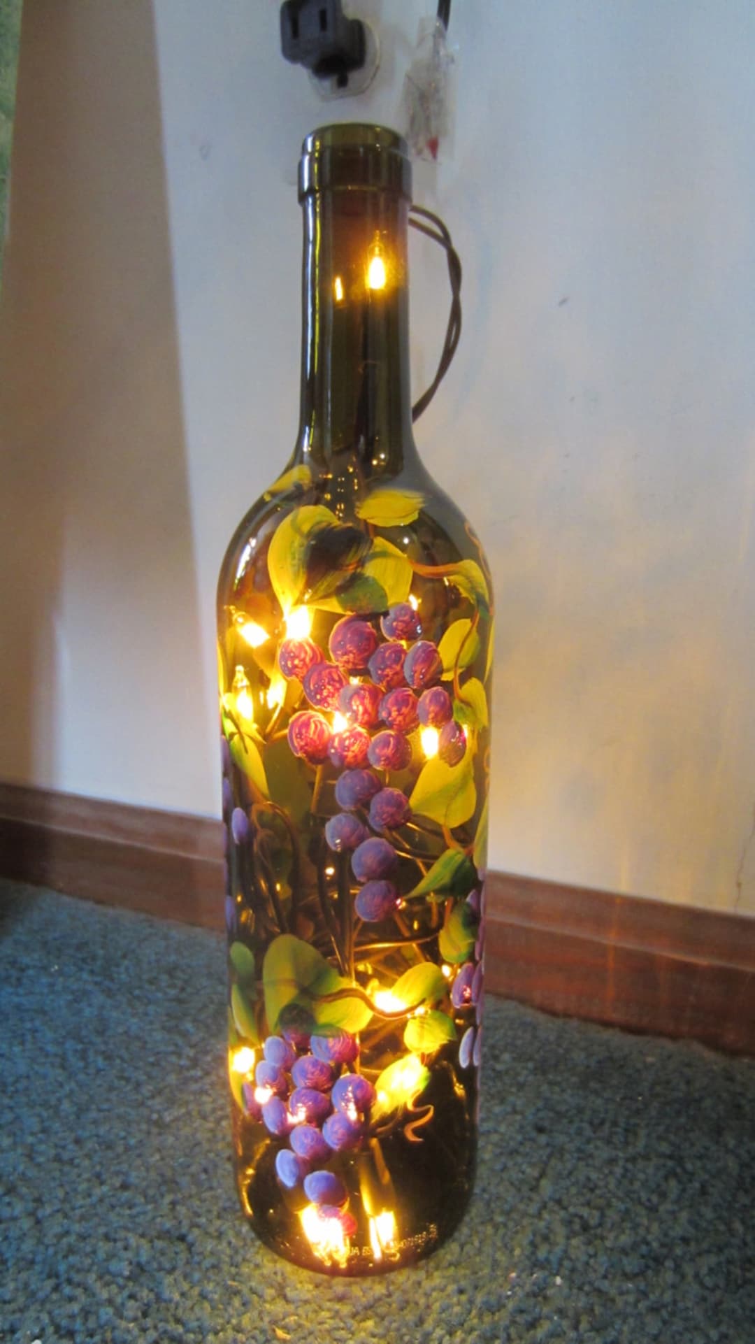 Purple Grape Lighted Wine Bottle **brownish- Green Lighted Bottle ...