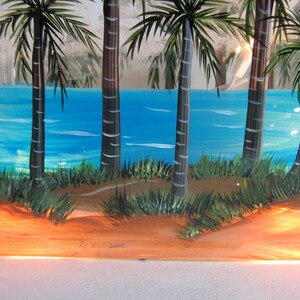 Palm Tree Glass Lighted Block ** Palm Tree, Tropical Scene on A Lighted ...