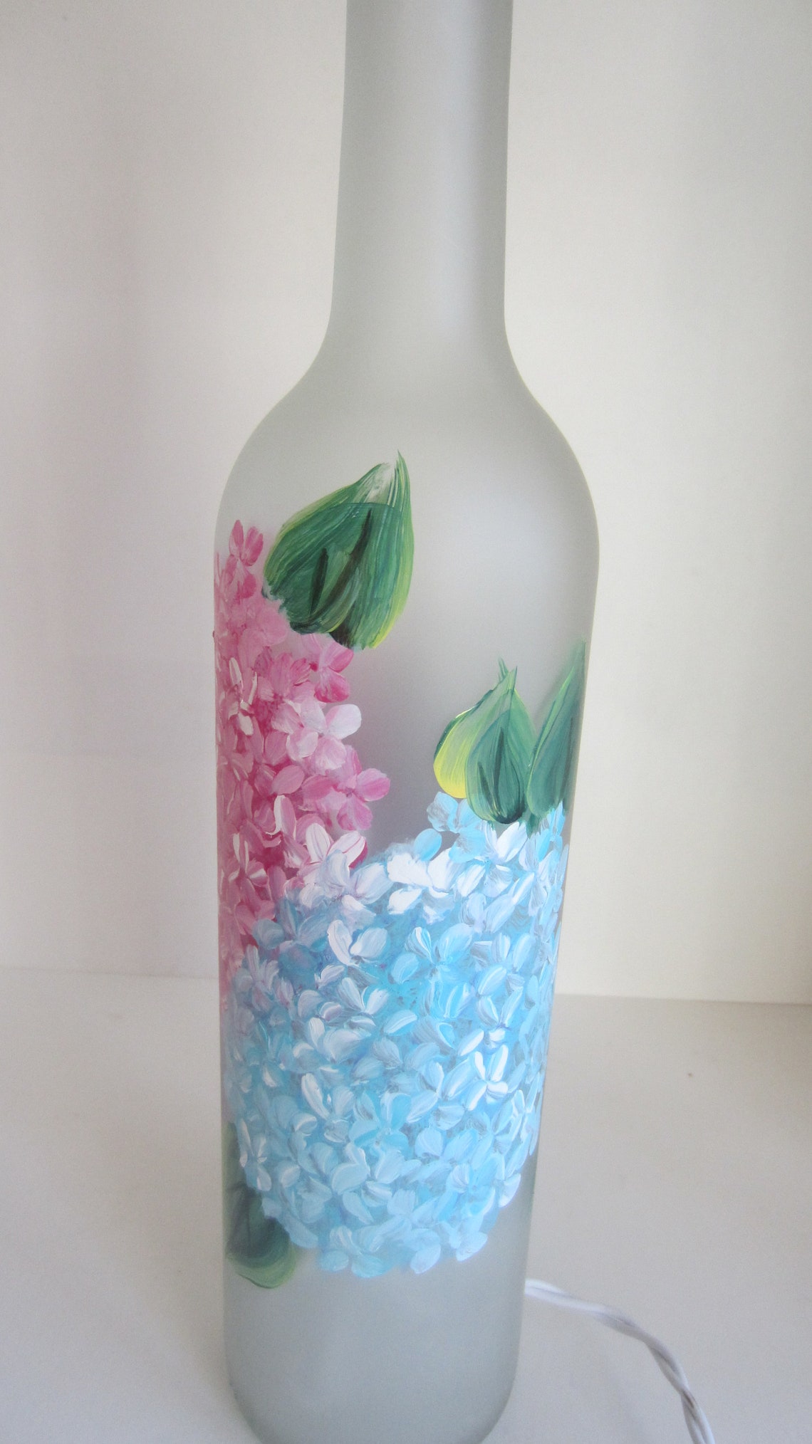 Colorful Hydrangeas on a Frosted Lighted Bottle Spring Summer - Etsy