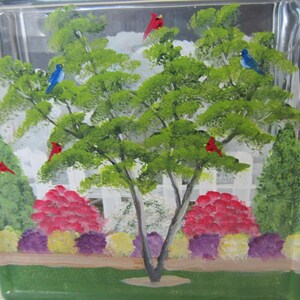 Spring Lighted Block ** Spring Garden Scene, Bird House, Cardinals ...
