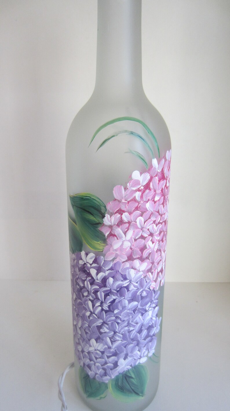 Colorful Hydrangeas on a Frosted Lighted Bottle Spring Summer - Etsy