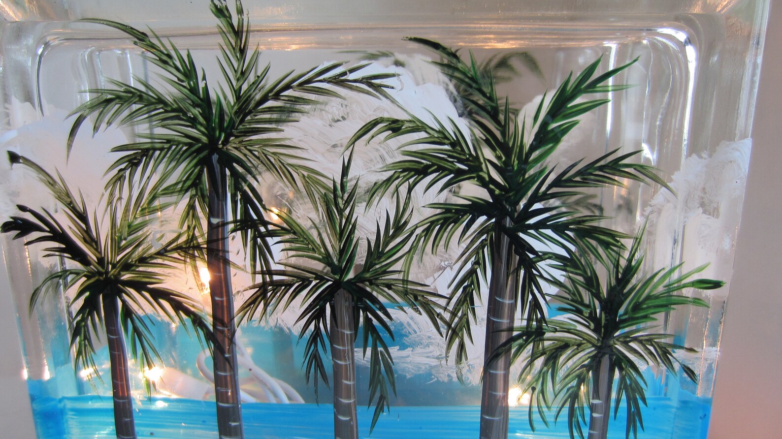 Palm Tree Glass Lighted Block Palm Tree Tropical Scene on - Etsy
