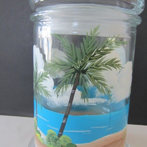 Palm Trees, Tall Cylinder Shape Glass Jar, Palm Trees Beach Scene ...