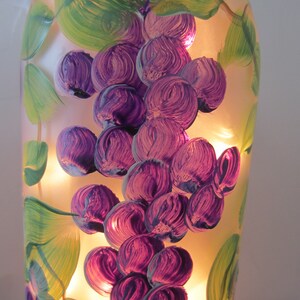 Grape Lighted Frosted Wine Bottle With Purple Grapes*** Lantern** Night ...