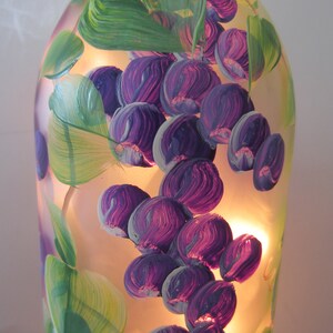 Grape Lighted Frosted Wine Bottle With Purple Grapes*** Lantern** Night ...