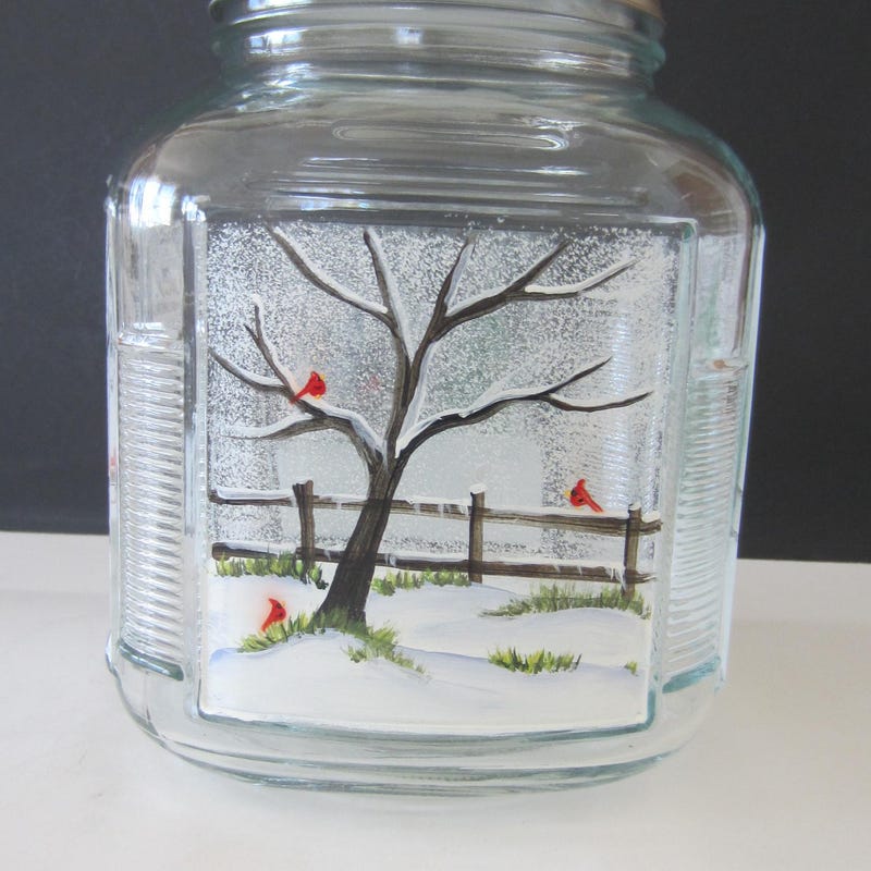 Painted Glass Jar - Etsy