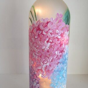Colorful Hydrangeas on a Frosted Lighted Bottle Spring Summer - Etsy