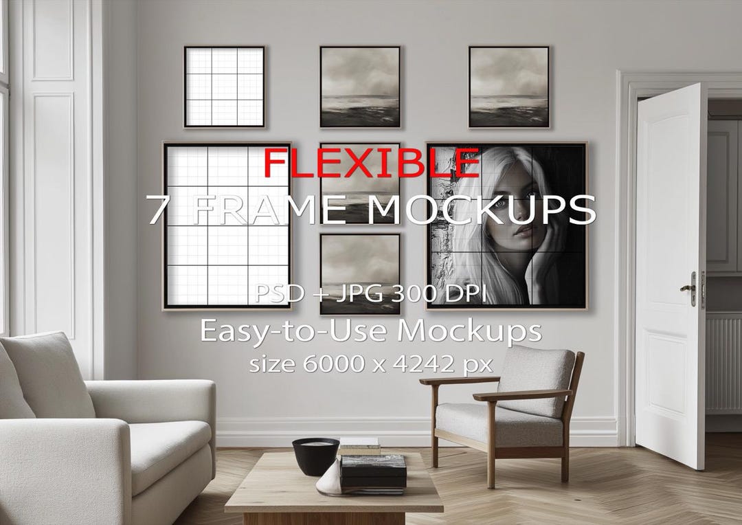 Flexible Mockups for Photoshop & Photopea Gallery Wall Mockup No Limit ...