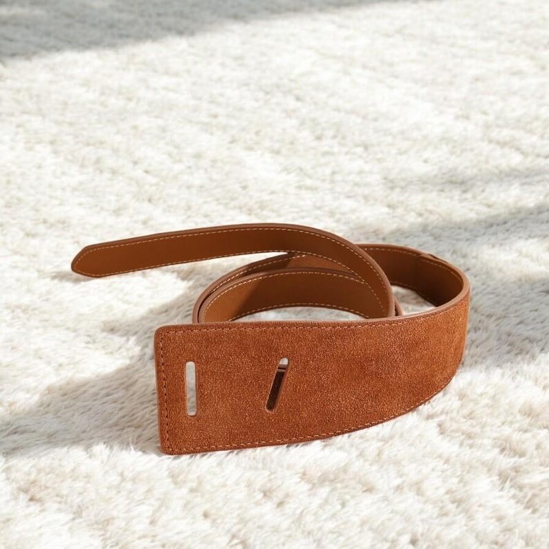 Woman Suede Belt. Suede Cowhide Leather Women's Belt. Adjustable Suede ...