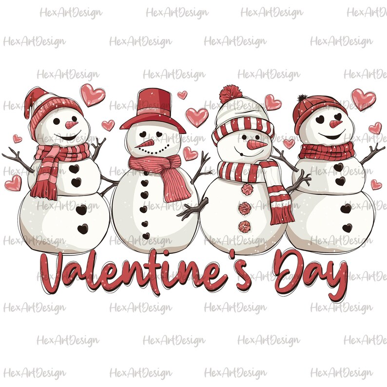 Valentine's Day Snowmen PNG, Red Hearts, Love ( Digital File) - Etsy
