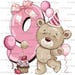 Teddy Bear 9th Birthday PNG, Coquette Number Nine, Balloon Baby Girl ...