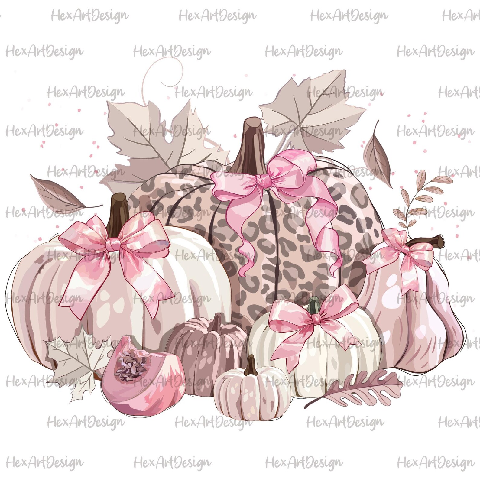 Coquette Pumpkins Pink Bows PNG, Fall Season, Pink Pumpkins ...