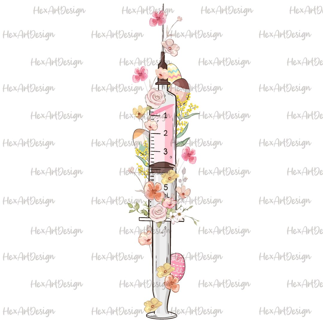 Easter Nurse PNG, Floral Syringe, Easter Eggs, Medical Easter, Spring ...