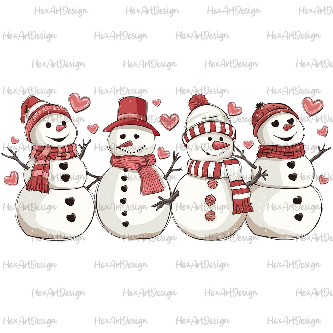 Valentine's Day Snowmen PNG, Red Hearts, Love ( Digital File) - Etsy