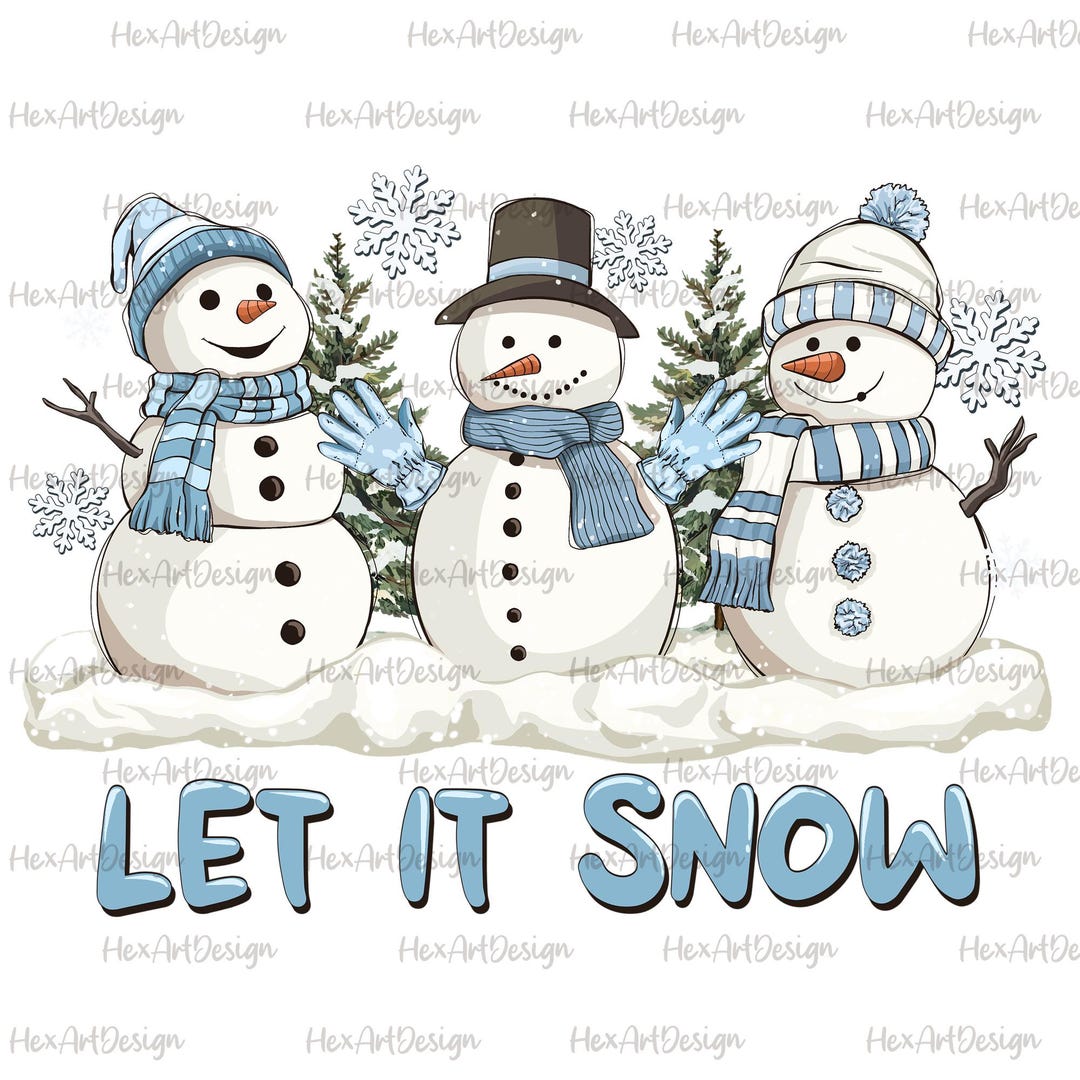 Let It Snow PNG, Blue Snowman, Winter, Retro Christmas, Holiday ...