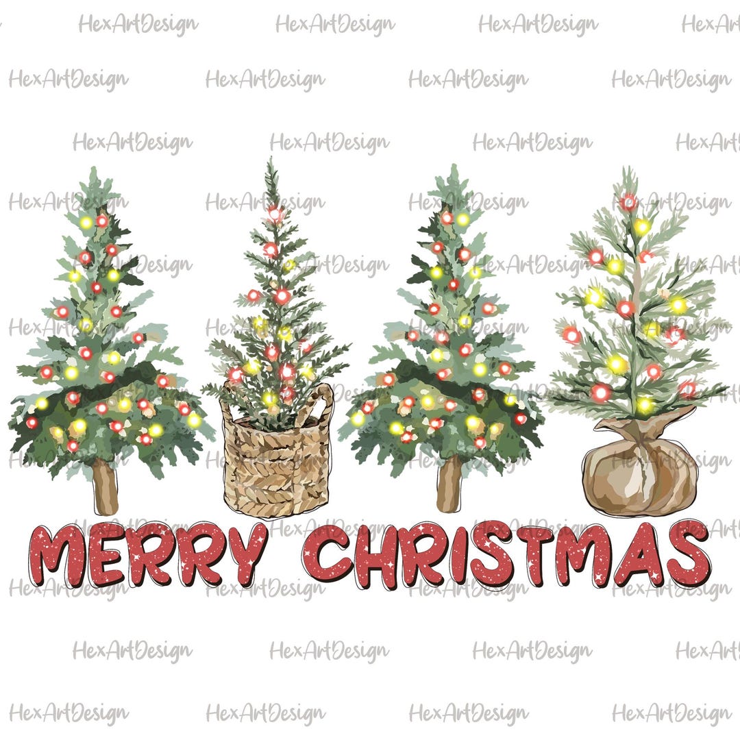 Merry Christmas PNG, Christmas Trees, Cozy Winter, Holiday, Digital ...