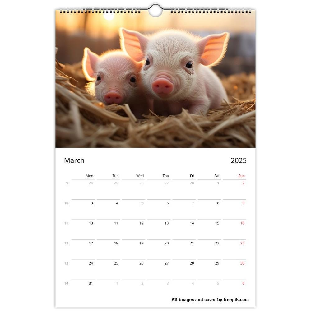 2025 Pigs Calendar Holiday Planner Christmas Gift Funny Animal Pig Cute ...