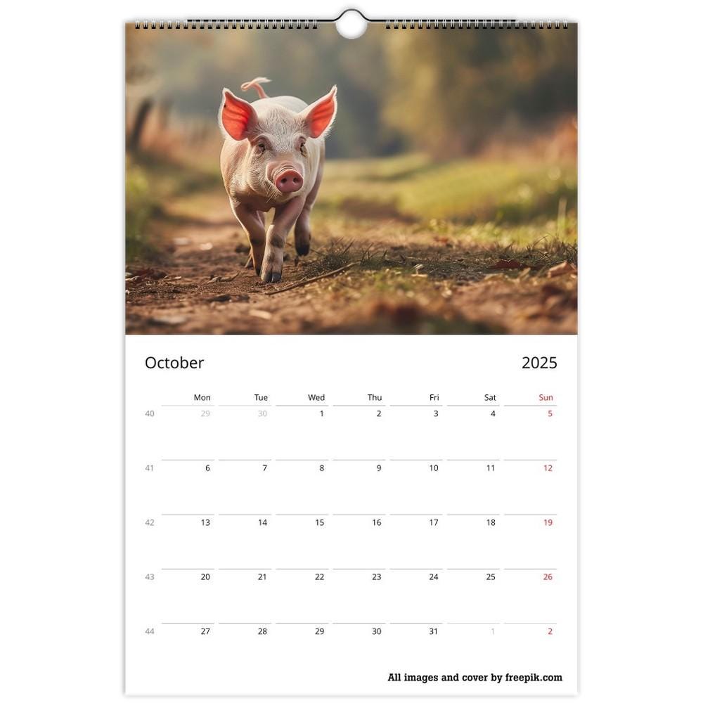 2025 Pigs Calendar Holiday Planner Christmas Gift Funny Animal Pig Cute ...