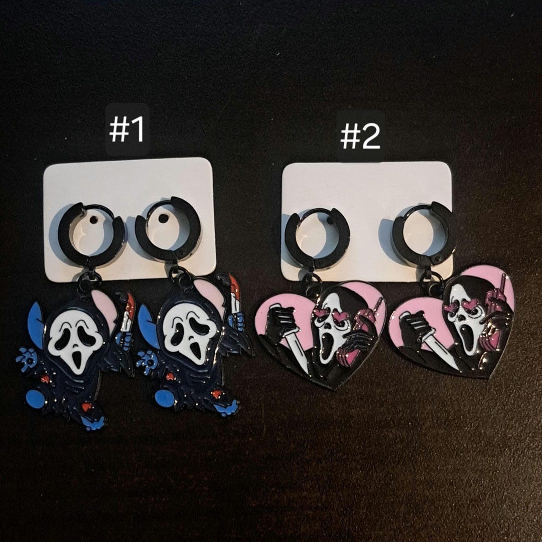 Scream Black Stainless Steel Loopies, Cartoon Character Earrings ...