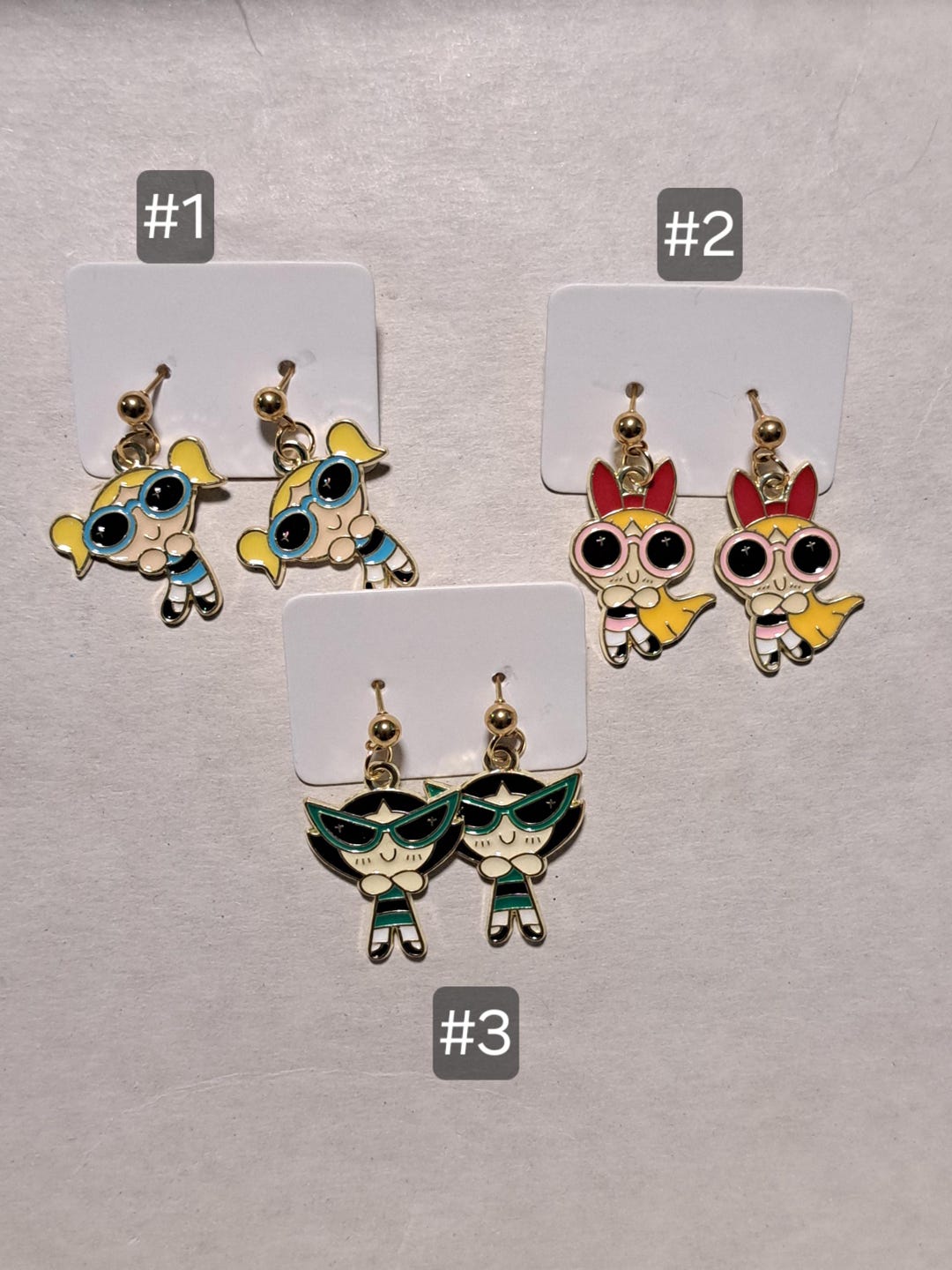 Hand-crafted Cartoon Character Earrings, Power-puff Studs, Nickel-free ...