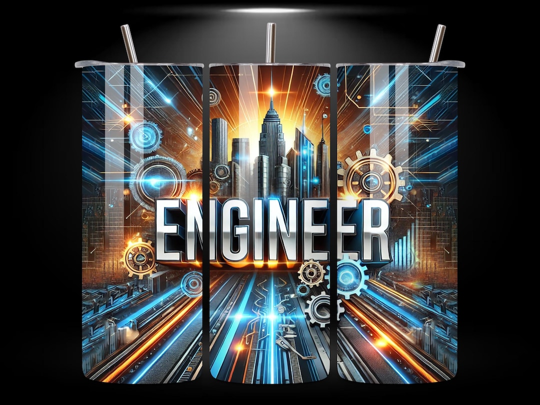 Engineer Tumbler Wrap PNG, Seamless Futuristic Technology-themed 20oz ...