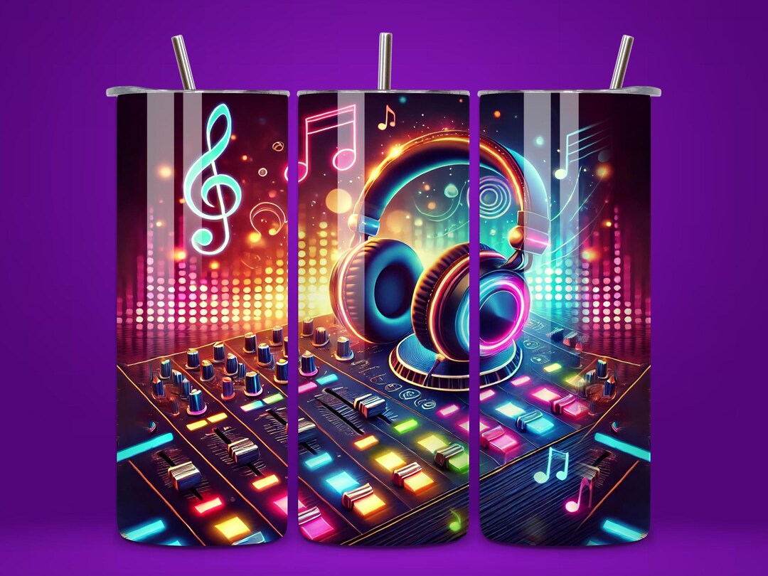 Musician Lover Tumbler Wrap PNG, Seamless Djs and Music Enthusiasts ...