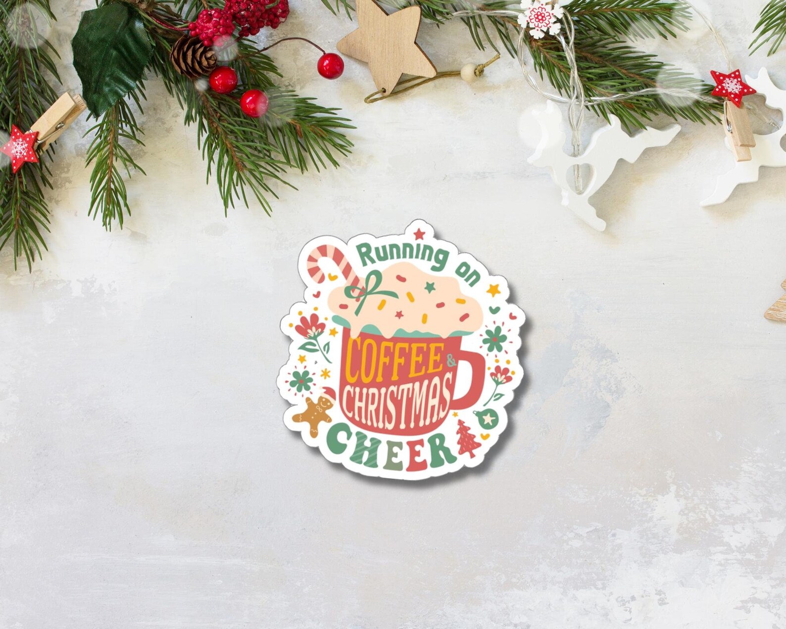Boho Christmas Coffee Sticker for Planner for Journal for Notebook ...