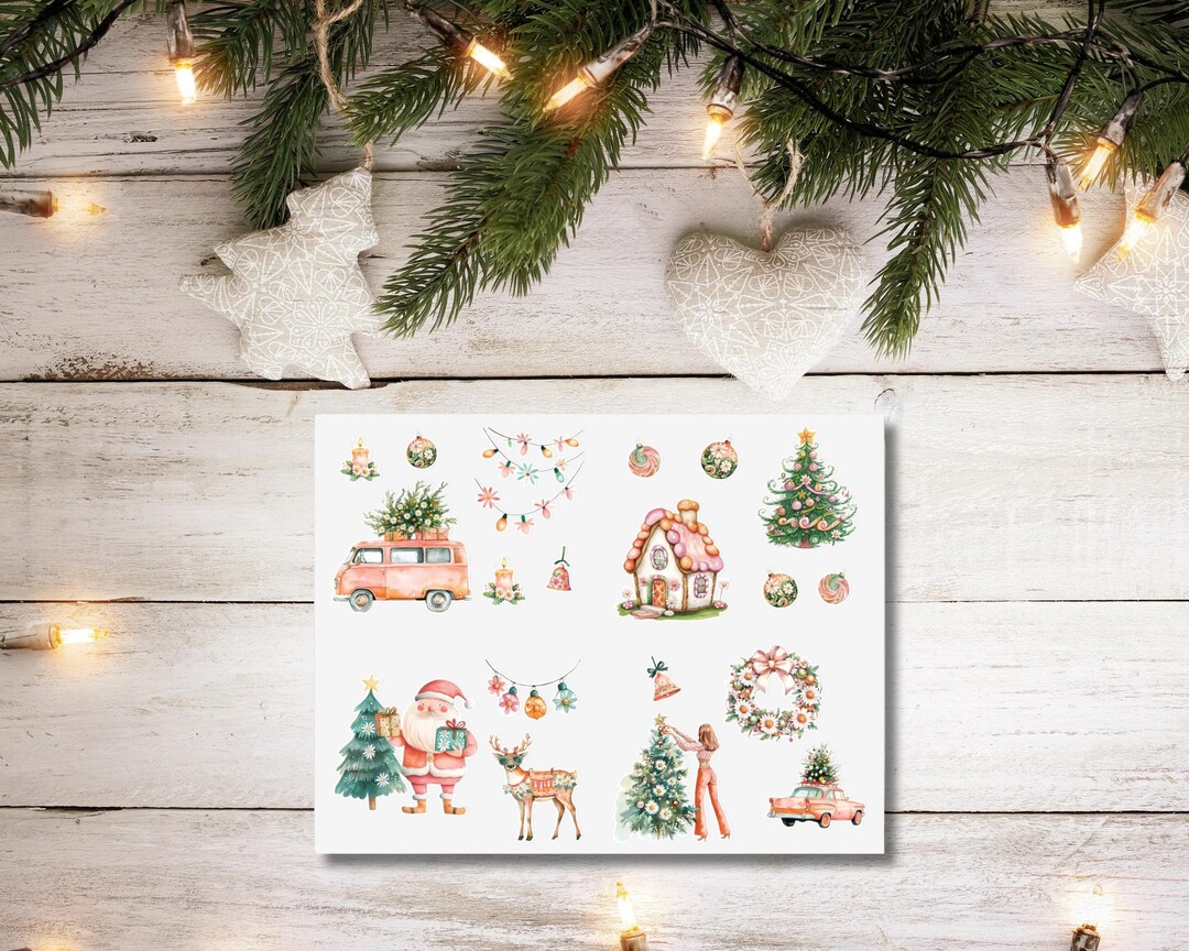 Groovy Christmas Stickers for Planner Retro Holiday Stickers for ...