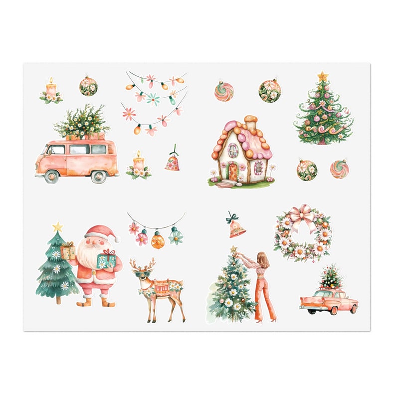 Groovy Christmas Stickers for Planner Retro Holiday Stickers for ...