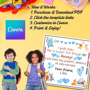 Editable Playdate Card Template | Instant Download | Personalized Kids ...