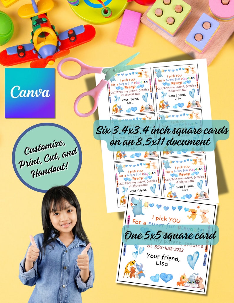 Editable Playdate Card Template | Instant Download | Personalized Kids ...