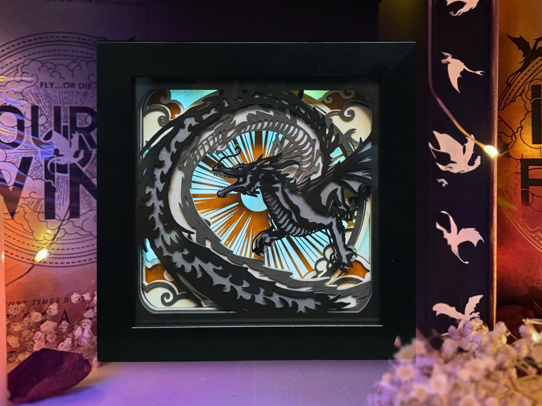 Dragon Light Box Book Nook, Dragon Book Fantasy 3D Shadow Box Bookish ...