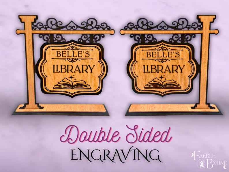 Personalized Library Sign Display | Wooden Custom Book Decor, Library ...