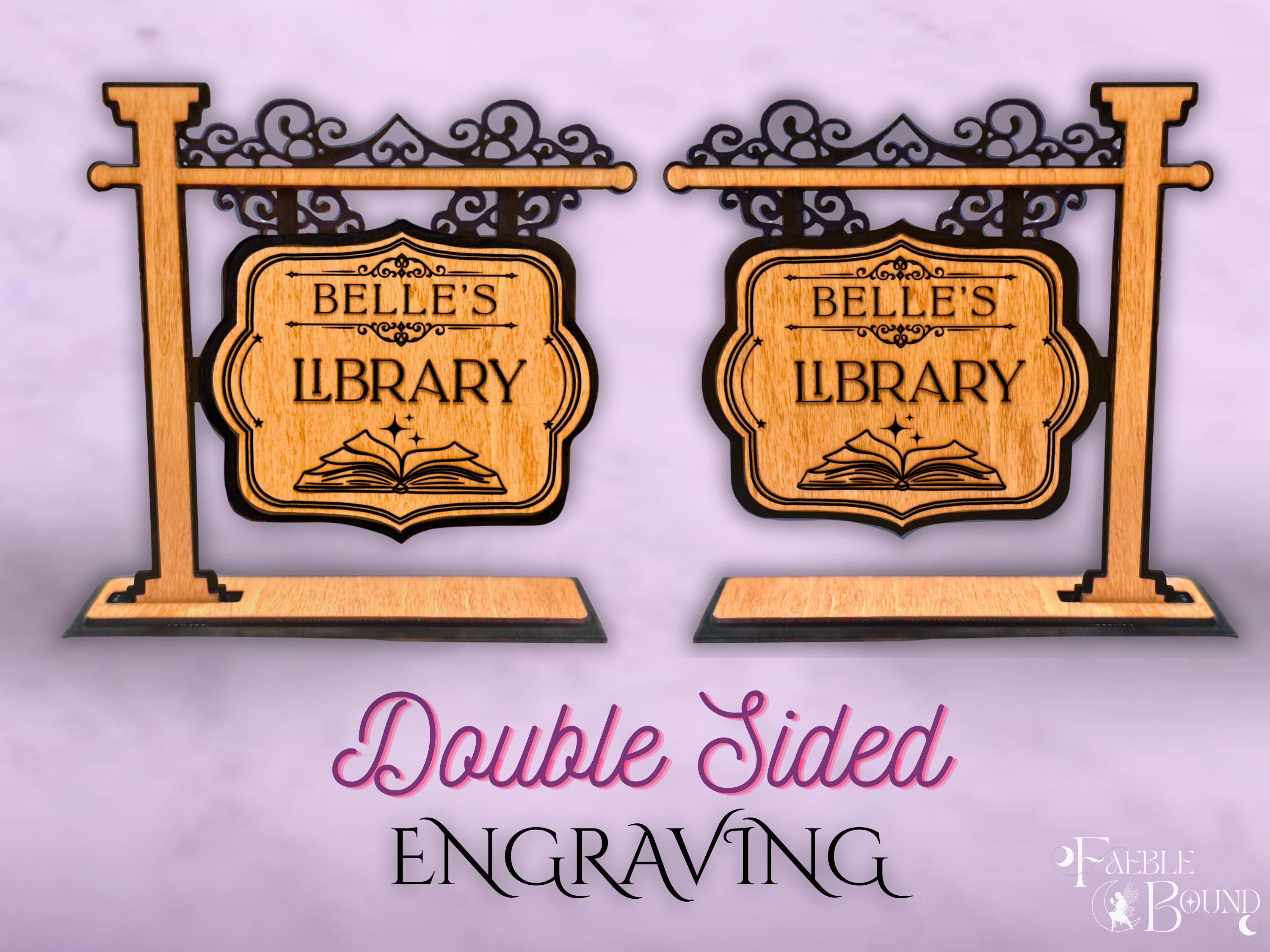 Personalized Library Sign Display | Wooden Custom Book Decor, Library ...
