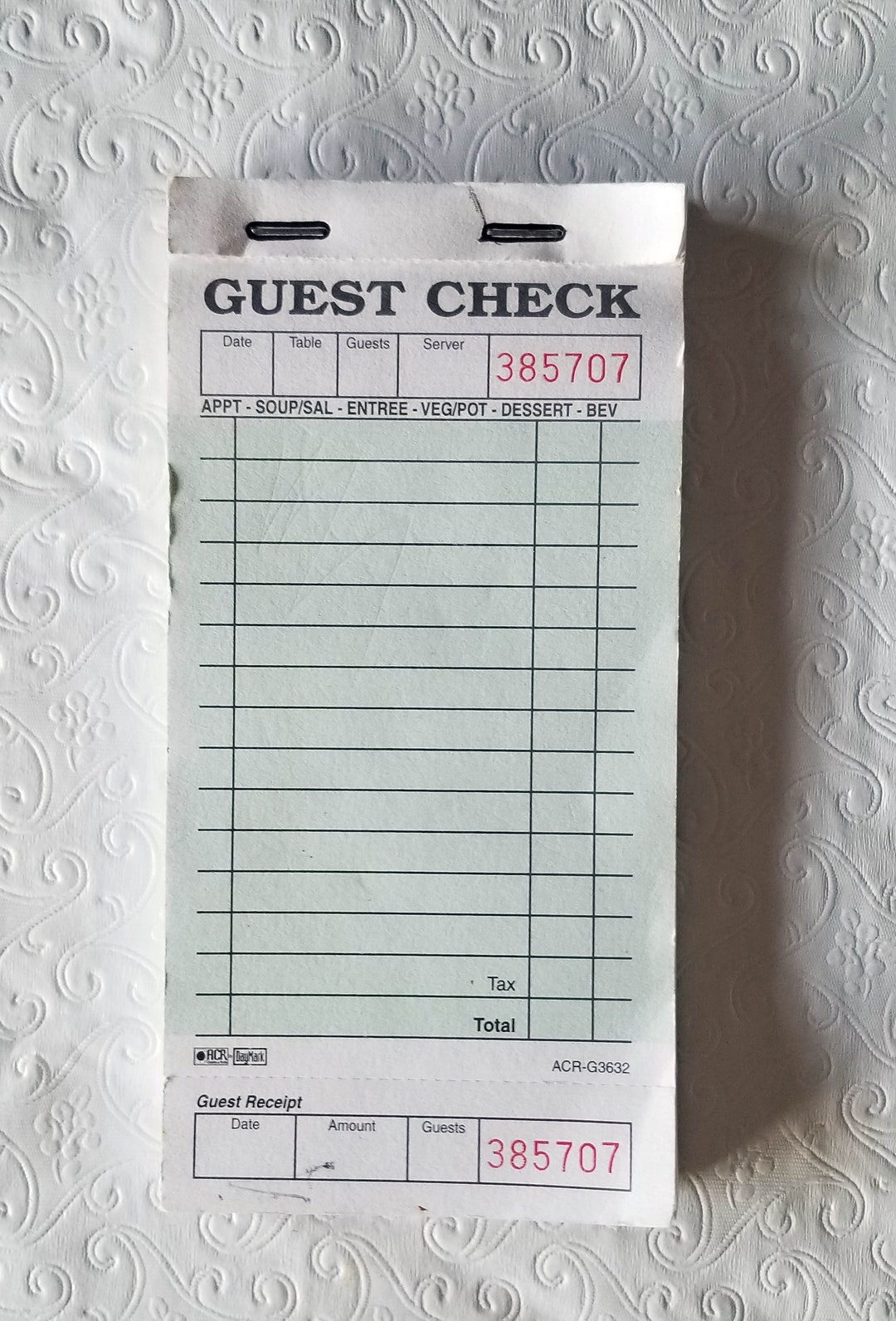 Vintage Restaurant Guest Check Pad - Etsy