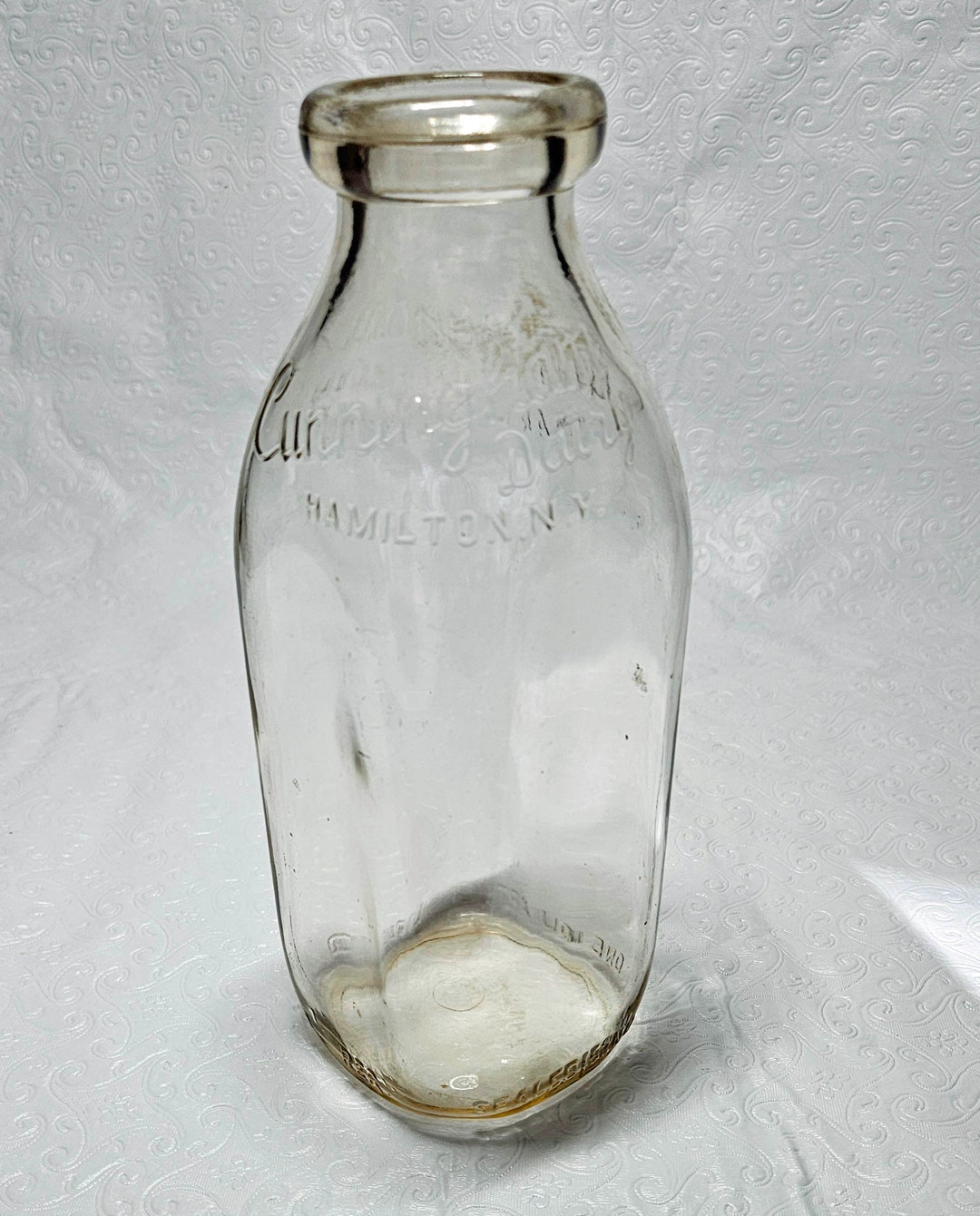 Vintage Clear Glass Square Quart Milk Bottle - Cunningham Dairy ...