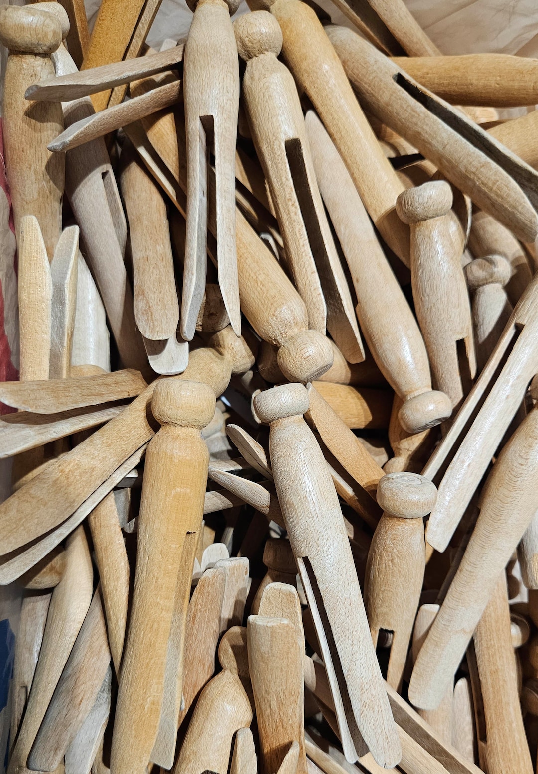 Mid-century Round Head Wooden Clothespins-set of 10-crafts-jar Fillers ...