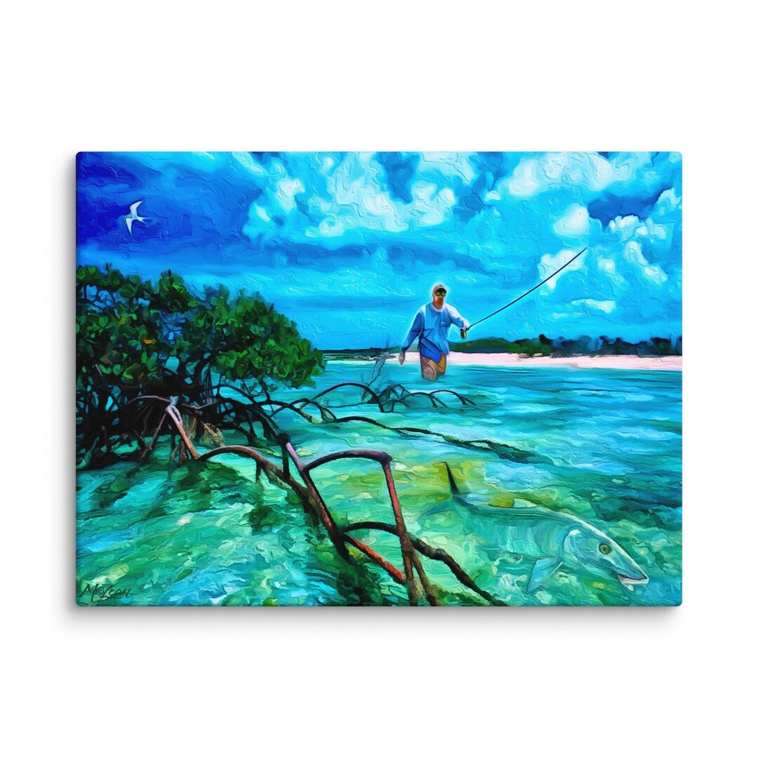 BONEFISH Tropical Fish Fine Art Canvas Giclee Print - Florida ...