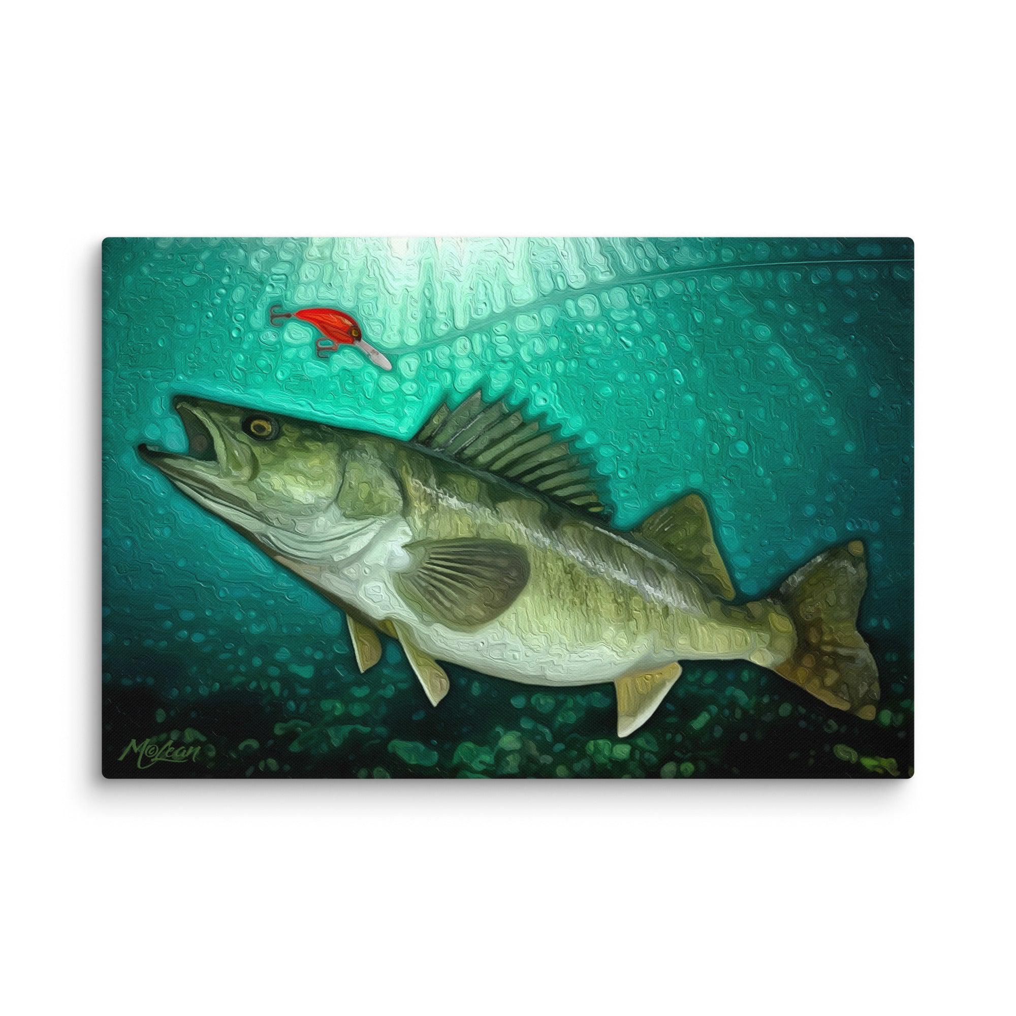 WALLEYE Fine Art Canvas Giclee Fish Print - Freshwater Lake Fishermen ...