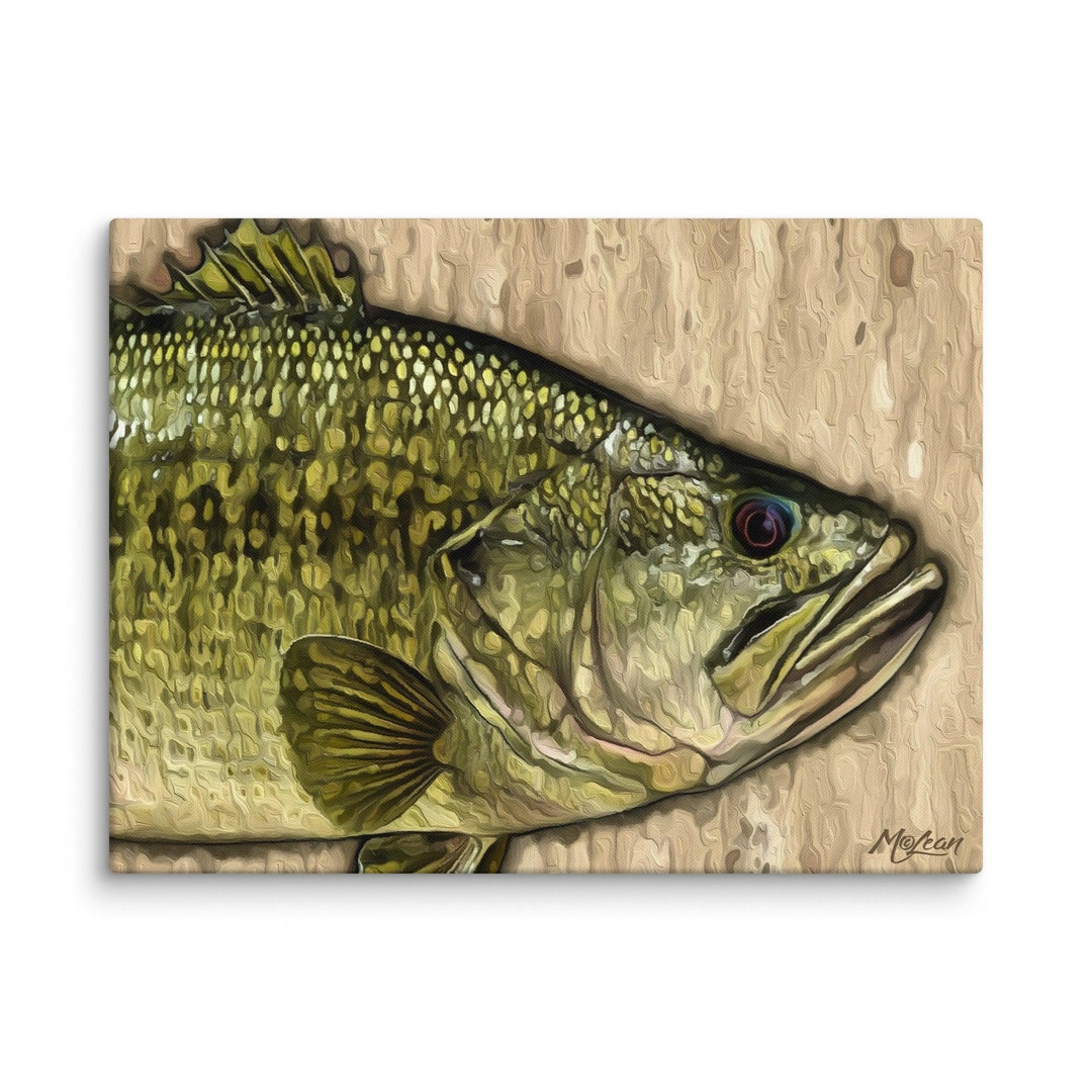LARGEMOUTH BASS Fine Art Canvas Giclee Fish Print - Freshwater Lake ...