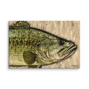 LARGEMOUTH BASS Fine Art Canvas Giclee Fish Print - Freshwater Lake ...
